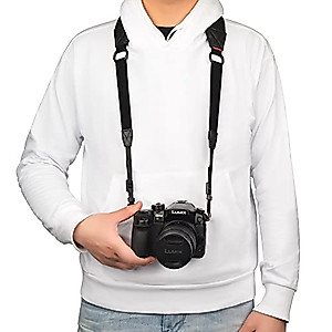 Cwatcun Camera Neck Strap with Quick Release and Safety Tether Camera Shoulder Sling Belt for Nikon Canon Sony Olympus DSLR Camera Universal for Women Men,2.0 Black