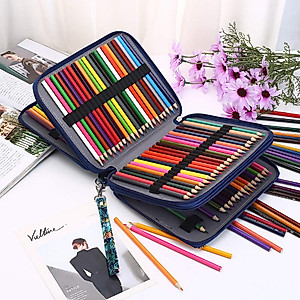 Shulaner 120 Slots Colored Pencil Case with Zipper Closure Large Capacity Oxford Pen Organizer