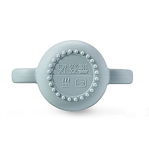 PandaEar 2 Pack 100% Tiny Silicone Drinking Training Cup with Handles & Straw for Baby and Toddler -Blue/Grey