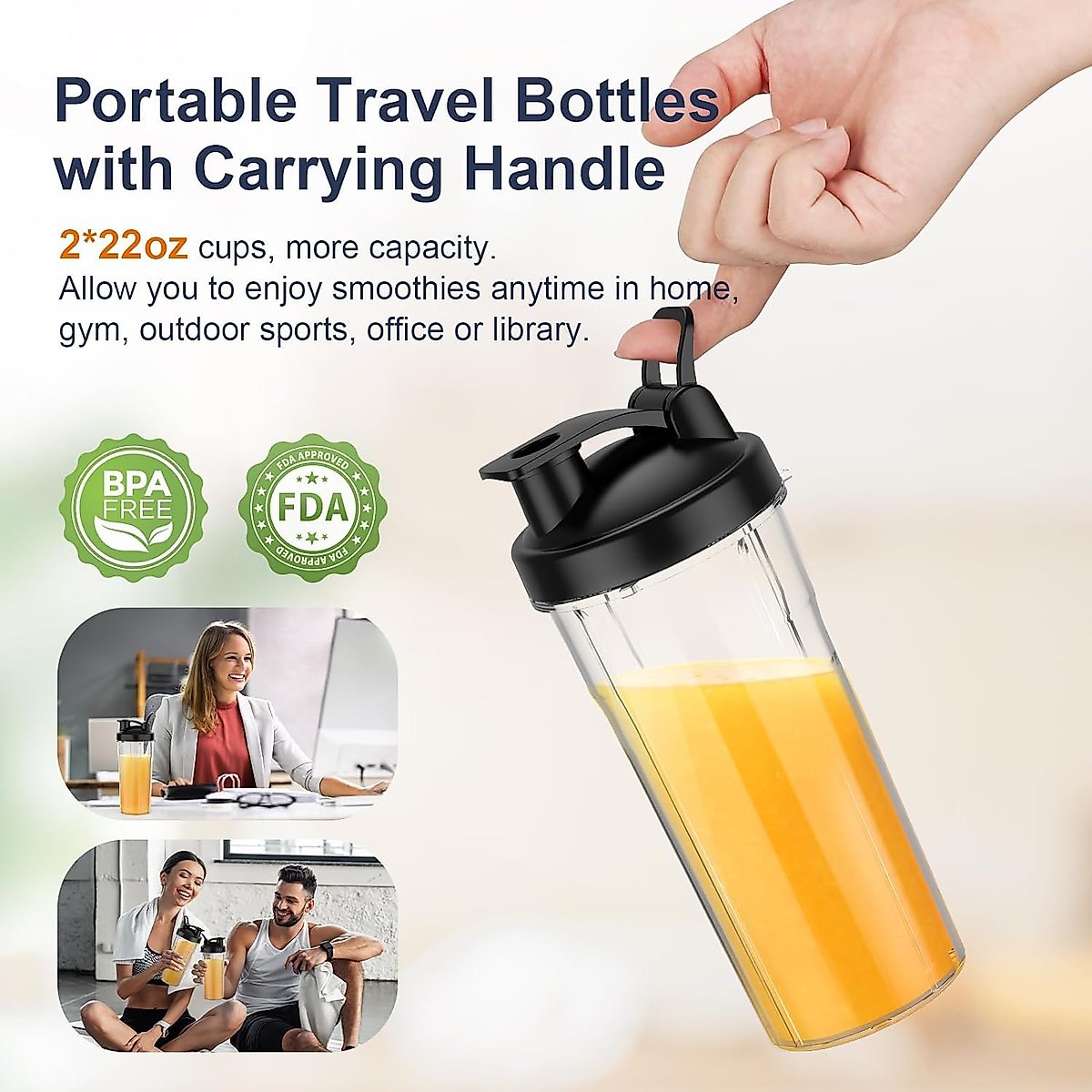 KOIOS 900W Smoothie Blender, Personal Blender for Shakes and Smoothies with 2 BPA-Free 22 oz Portable Blender Bottles and To-Go Lids, Single Serve Mixer Blender for Juices Baby Food, Nutritious Recipe