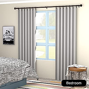 Box Space Curtain Rods for Windows 48 to 84 inches, 1 inch Diameter Adjustable Length Black Curtain Rod for Bedroom Living Room Decorative Curtain Rod Set with Brackets