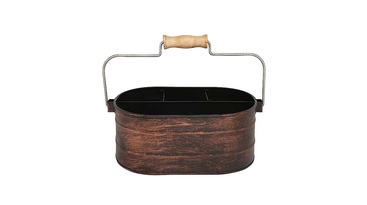 Homebia Designs Galvanized Metal Caddy - Rustic & Practical