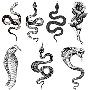 Tazimi Snake Temporary Tattoos,6 Sheets Black Snake Tattoos For Women Men, Body Art Decorations Black Fake Tattoos Stickers.