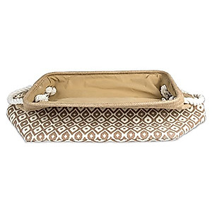 DII Collapsible Burlap Ikat Storage Bin, Large Rectangle, 17.5x12x15, Brown