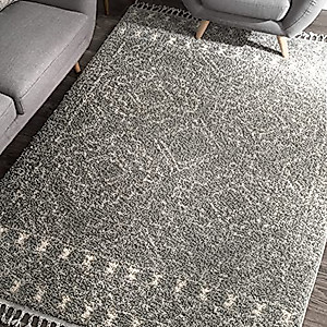 nuLOOM Vasiliki Moroccan Tribal Shag Area Rug, 3' x 5', Silver