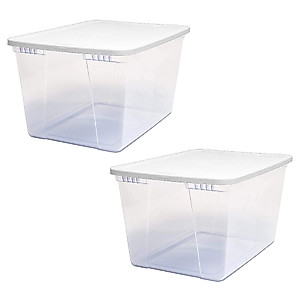 HOMZ 56 Quart Snaplock Clear Plastic Storage Tote Container Bin with Secure Lid and Handles for Home and Office Organization (4 Pack)
