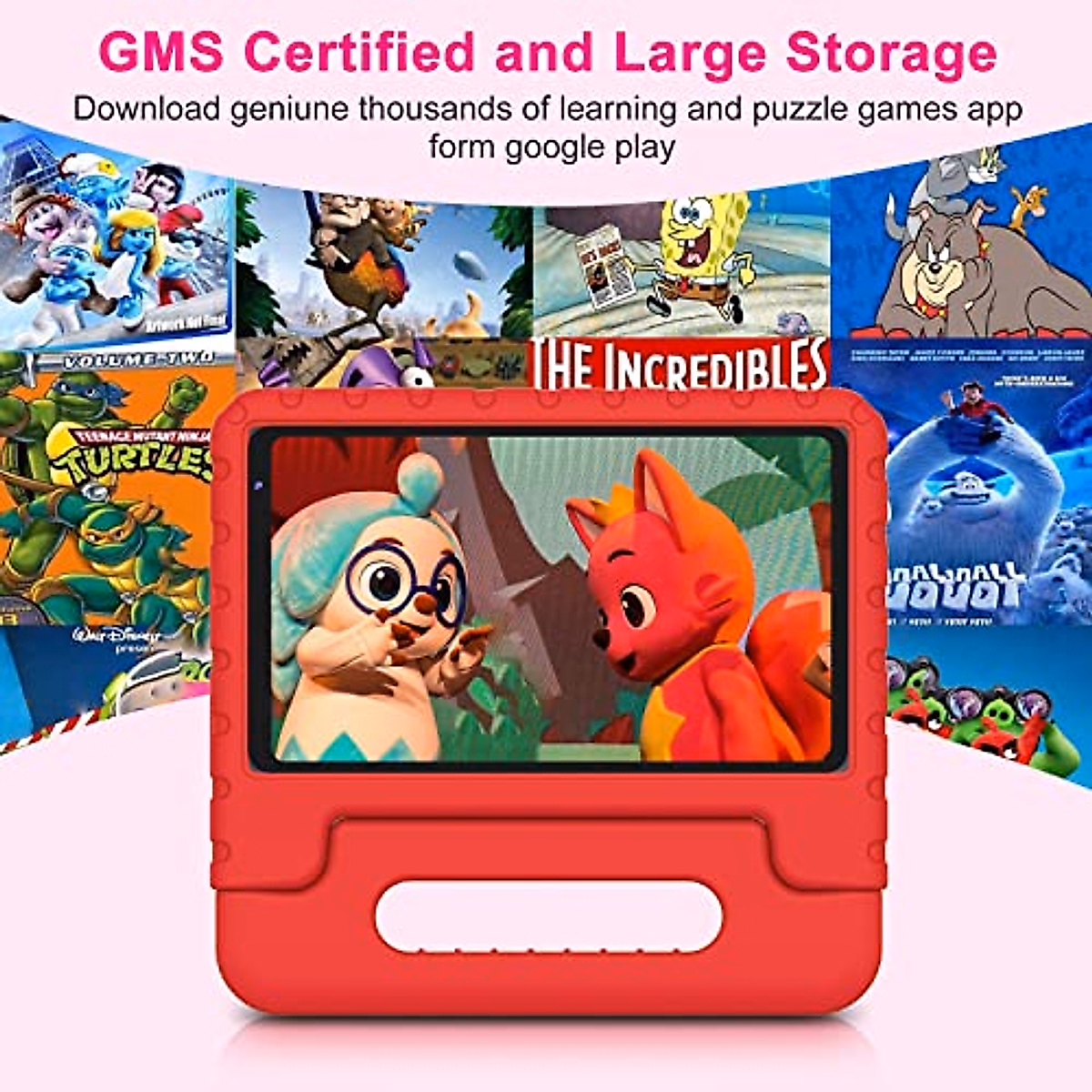 YESTEL 2023 Kids Tablet 8" Tablet for Kids Android 11 HD Toddler Tablets, Pre-Installed Parental Control, 2GB RAM 32GB ROM 128GB Extended Memory, Quad-Core, 3600mAh, WiFi, GMS, Kid-Proof Case—Red