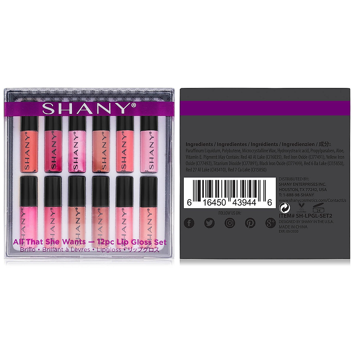 SHANY All That She Wants Lip-Gloss Set - 12 Matte, Pearl, and Shimmer petite Lip-gloss Set - Premium Gift Packaging