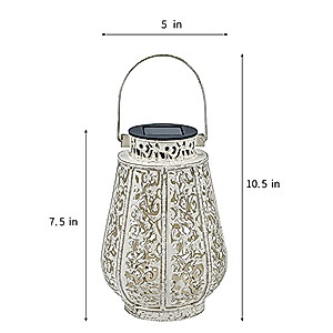 Kurala Solar Lantern Outdoor, 2 Pack Retro Metal Solar Lights Outdoor Waterproof with Handle, Warm White LED Solar Garden Lights for Fence Patio Pathway Yard