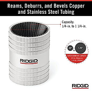 RIDGID 31622 Model 150 Constant Swing Tubing Cutter, 1/8-inch to 1-1/8-inch Tube Cutter & 29983 Model 223S 1/4" to 1-1/4" Inner/Outer Copper and Stainless Steel Tubing and Pipe Reamer