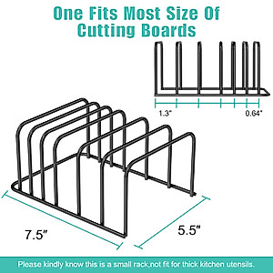 AKAZA 2 Pack Cutting Board Organizer,Holds 6 Small Boards,Cutting Board Holder Rack Baking Cookie Pan Sheets Cooling Racks Storage Stand for Kitchen Cabinet - 7.56 x 5.55 x 3.74 in (2, Black)