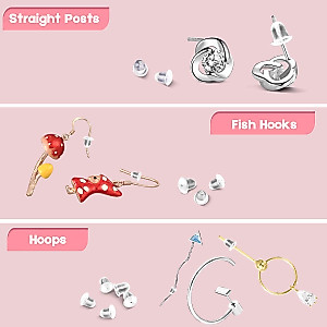 Silicone Earring Backs Earring Backings 1200 Pcs Soft Clear Ear Safety Back Pads Backstops Clutch Stopper Replacement for Fish Hook Earring Studs Hoops, Diameter 4mm