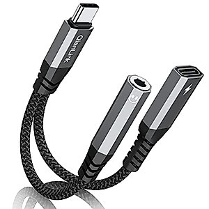 USB C to 3.5mm Headphone and Charger Adapter, 2-in-1 Type C to Aux Jack Cable with PD 60W Fast Charging for iPhone 15 Plus 15 Pro Max, Samsung Galaxy S20 S21 S22 S23, Note 20 10, iPad Pro Air4, Pixel