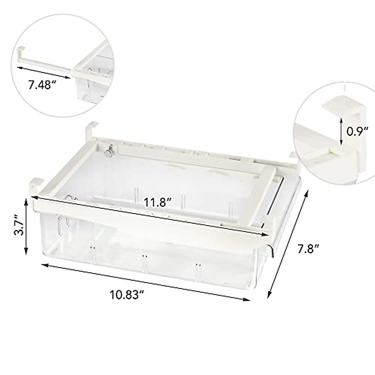 BETSO Refrigerator Organizer Bins,Refrigerator Drawer Organizer,Pull Out Fridge Drawer,Clear Container for Food,Vegetable,Fruit Fit for 𝟏𝟏.𝟖𝟏𝐭𝐨 𝟏𝟔.𝟗𝟑 𝐢𝐧𝐜𝐡𝐞𝐬 Fridge Shelf