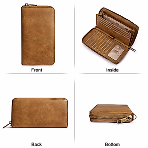 S-ZONE Wristlet Wallet for Women RFID Blocking Credit Card Holder Faux Leather Phone Wallet Purse Clutch