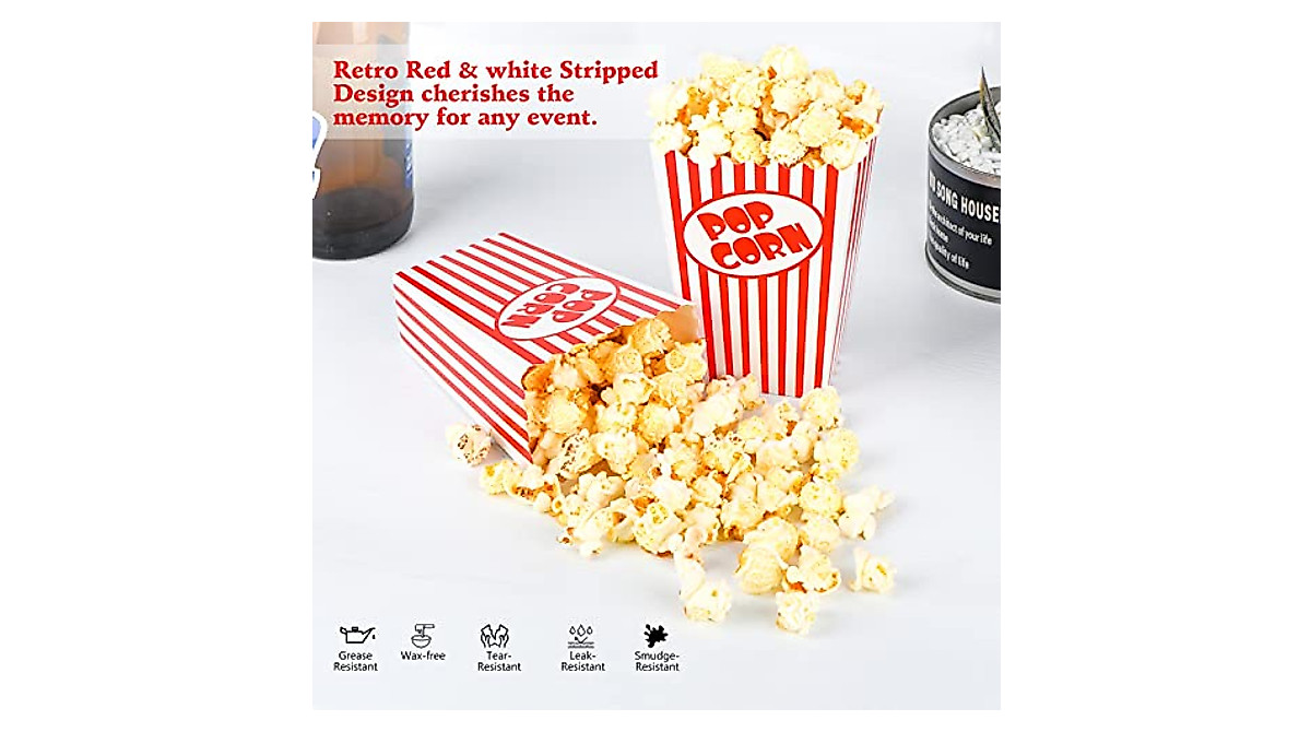 Zahaat 50 Popcorn Boxes - Perfect for Parties & Movies