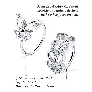 Vsnnsns 20G Nose Rings Hoop Silver Nose Piercing Jewelry Stainless Surgical Steel Daith Rook Cartilage Helix Earrings Hoop Ear Nose Septum Rings Body Piercing Jewelry for Women Men 8mm