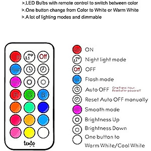 3W LED Candle Light Bulb Lamp, Candle Light Bulbs, 12 Colors 2 Modes Timing with Remote Control Smart Light Bulbs Color Changing, E12 Bulb Remote Control Color Changing