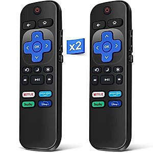 2 Pack Universal TV Remote for Roku TV, AKWOR Replacement for TCL Roku/for Hisense Roku/for Sharp Roku TV,TV Remote with Netflix Disney+/Hulu/Prime Video