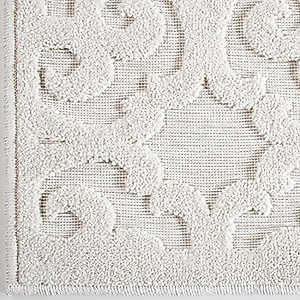 Orian Sculpted 4704 Indoor/Outdoor High-Low Debonair Natural Runner Rug, 1'11" x 7'6", Ivory