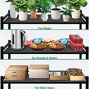 Eastrexon 5 Gallon Water Jug Holder Heavy Duty，4-Tier Water Jug Rack w/Top Shelf, Wall Mount Water Bottle Holder for 9 Bottles, Powder Coated Water Rack Stand for Home, Office, Restaurant, Gym.