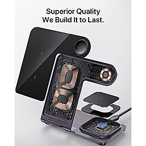 Intoval Charging Station for Apple iPhone/Watch/Airpods, 3 in 1 Wireless Charger for iPhone 14/13/12/11/XS/XR/XS/X/8, iWatch 8/Ultra/7/6/SE/5/4/3/2, Airpods Pro2/Pro1/3/2/1 (Y9,Purple)