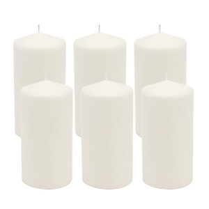 Stonebriar Tall 3x6 Inch Unscented Pillar Candles,White, 6 count
