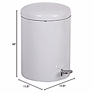 WITT 2240WH Step On Metal Biohazard Waste Container, 4gal Capacity, 11-1/2" Diameter x 16" Height, White