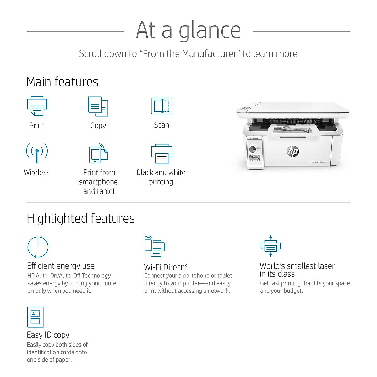 Imprimante Multifonction HP LaserJet Pro M28w (Renewed)