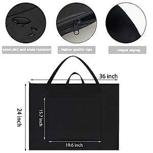 BUSOHA Large Clear Mesh Vinyl Bag with Handle and Zipper/Waterproof Art Storage Bag for Artworks, Charts and Teaching Material Multipurpose -19 x 25 Inch
