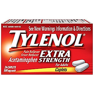 Tylenol Acetaminophen, Extra Strength, 500 mg, Caplets, 24 caplets