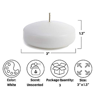 CandleNScent Unscented Floating Candles | 3 Inch - Fits in 3 Inch Vase and Above | White| Floats On Water | Pack of 3