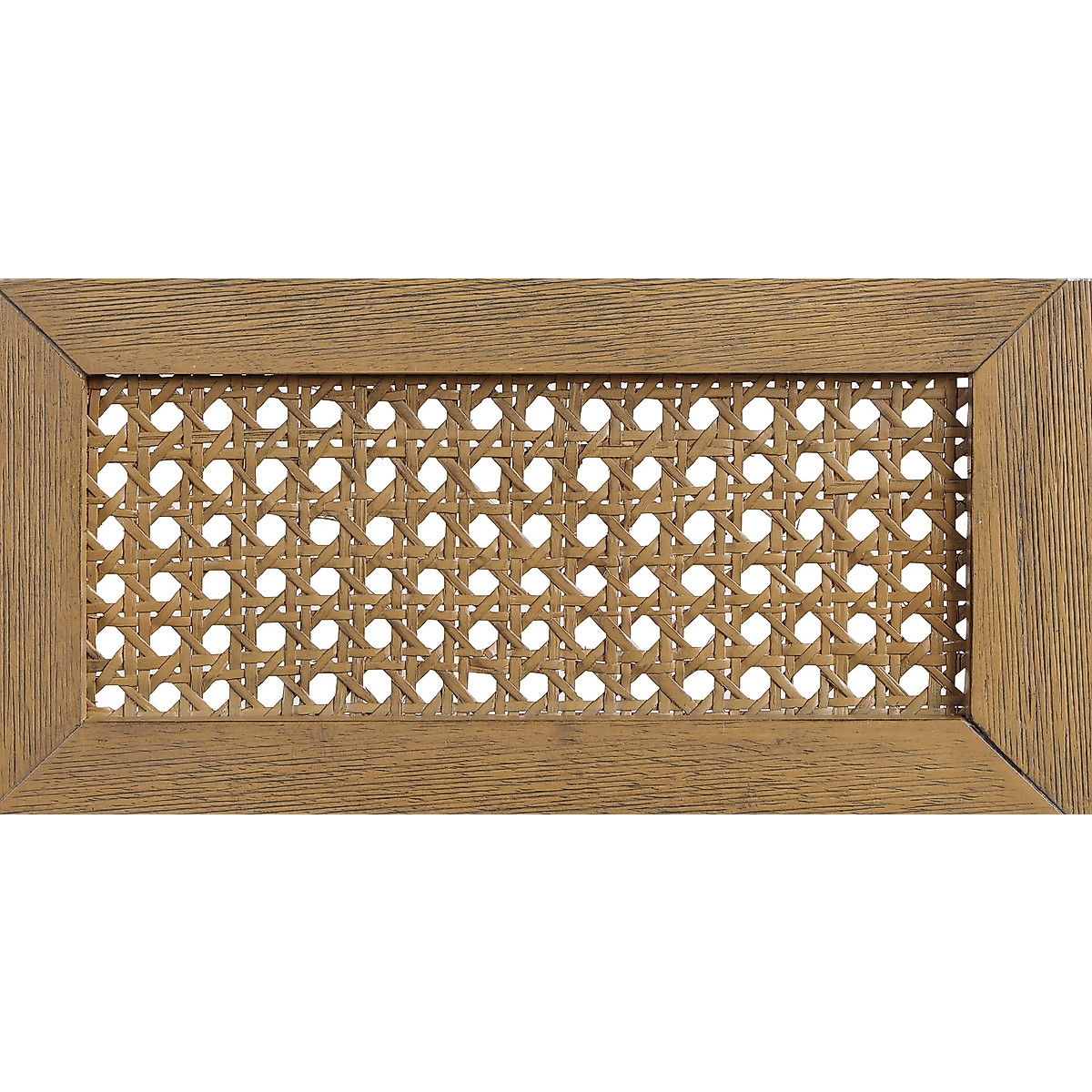 OSP Home Furnishings Alania Wood Accent Chair with Cane Back, Arms and Padded Seat, Linen Fabric with Coastal Wash Frame