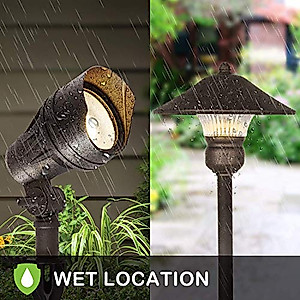 8 Pack Low Voltage LED Landscape Kits, 12V Pathway Flood Light Kits, 10W 390LM and 3W 150LM Wired for Outdoor Yard Lawn, Die-cast Aluminum, 50W and 30W Equivalent 15-Year Lifespan