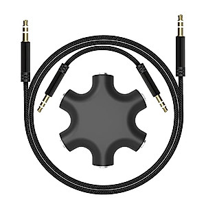 EBEETECH 3.5mm Multi Headphone Audio Splitter 5-Jack Female Connector Adapter with 3.5mm Stereo Cable 20cm & 100cm, 3-in-1Pack