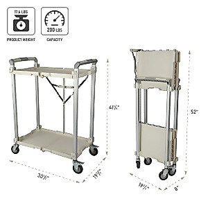 Olympia Tools 89-363 Pack N Roll Collapsible Service Cart, XL, 200LB Capacity, White, 2-Layers