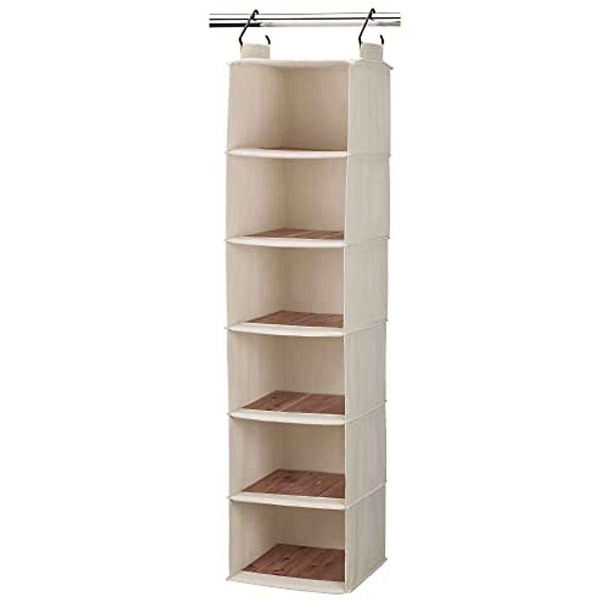 Household Essentials Cedarline 6-Shelf Hanging Closet Organizer, Heavy-Duty Cotton Canvas, Breathable, Versatile, Compact, Perfect for Rod or Wire Closets, Natural