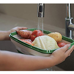 Kitchen Cutting Board with 9-in-1 Multi-Functionality from Rice Husk – Durable, Collapsible, Space Saving Chopping Board that Slices, Dices and Strains – Complete with Knife Set and Dishwasher Safe
