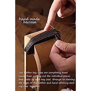 SANRILY Leather Key Fob Cover for Volvo XC60 S60 S80 V40 V60 V70 XC70 Keyless Entry 6 Button Remote Key Case Shell Black