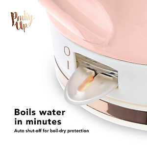 Pinky Up Noelle 1.5 L Ceramic Gooseneck Spout Electric Tea Kettle with Temperature Control - Cordless Design for Boiling Water Pot, Pink, Rose Gold