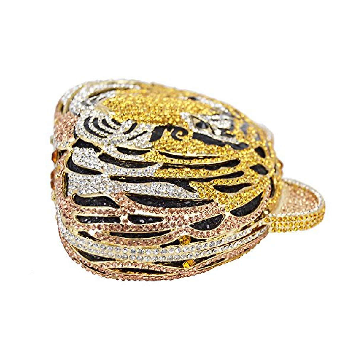 nice buy Lady Dazzle Full Diamond Clutch Tiger Head Evening Bag Bling Rhinestone Chain Cross Body Bag Animal Purse (Gold 1), Medium
