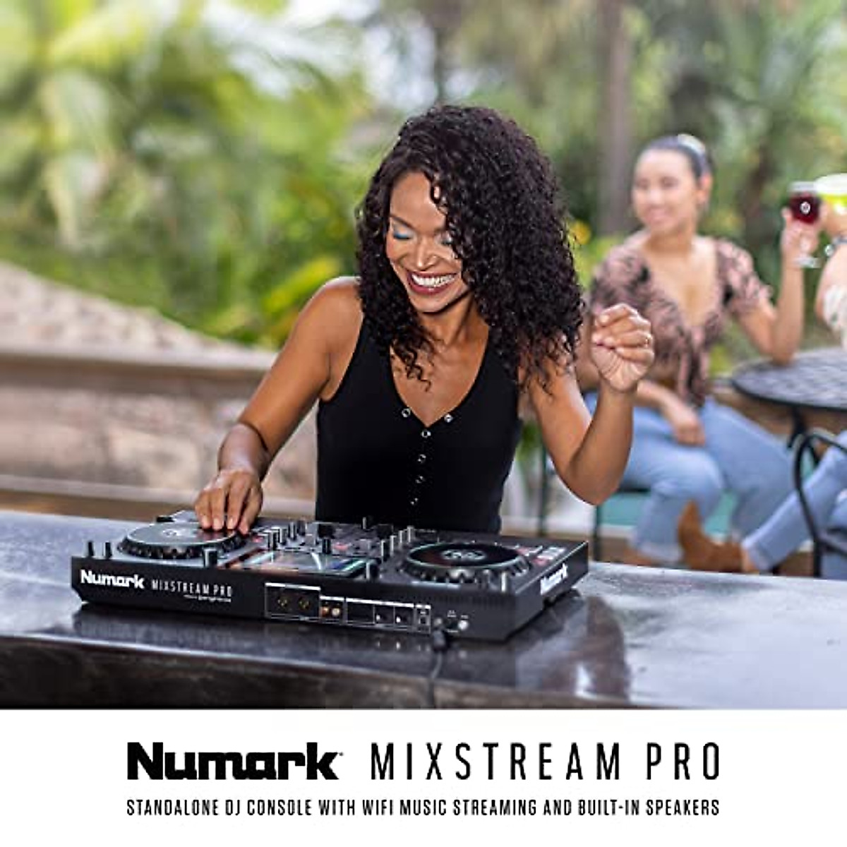 Numark Mixstream Pro Standalone System with Speakers, 7” Touch Screen, WiFi Streaming, 2 Channels & FX
