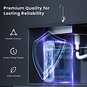 Waterdrop Reverse Osmosis System G3P600, NSF/ANSI 58 & 372 Certified, Tankless Under Sink RO System, RO Water Filter System, TDS Reduction, 600 GPD, Smart LED Faucet