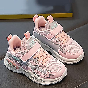 Mercatoo Fashion All Seasons Children Sports Girls Flat Lightweight Mesh Breathable and Comfortable Solid Lace Up Hook Loop Casual Style Size 4 Toddler Shoes (Pink, 4.5-5 Years Toddler)