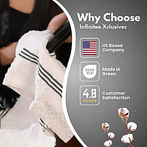 Infinitee Xclusives Premium Kitchen Towels – Pack of 6, 100% Cotton 15 x 25 Inches Absorbent Dish Towels - 425 GSM Tea Towel, Terry Kitchen Dishcloth Towels- Grey Dish Cloth for Household Cleaning