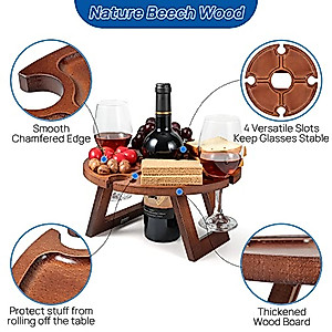tgosomt Portable Picnic Table Foldable Mini Wooden Folding Wine Table for Outdoor, Low & Small Beach Picnic Table