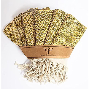 Smyrna Turkish Cotton Wash Cloths Pack of 6 | 100% Natural Cotton, 12"x17" | Versatile Bath Towels for Bathroom, Hotel, SPA | Ultra Soft, Absorbent, Prewashed and Quick Dry Turkish Washcloths (Yellow)