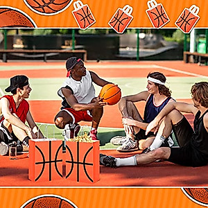 Zubebe 100 Pieces Basketball Party Favor Bags Paper Gift Bags Basketball Goody Treat Candy Bags with Handle for Kids Boys Girls Basketball Theme Party Favors Sport Decorations Supplies