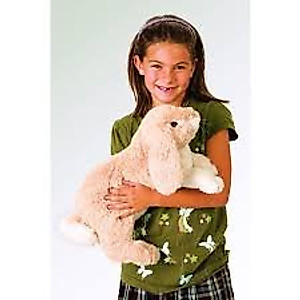 Folkmanis Floppy Bunny Rabbit Hand Puppet, Tan, White, 1 EA