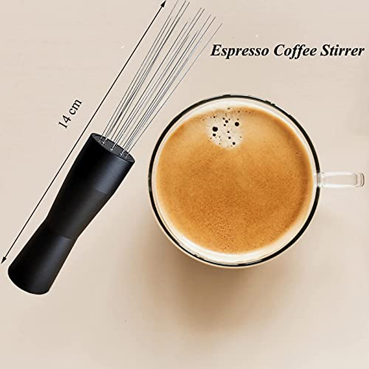 VEPEET Espresso Distribution Tool, Hand Tampers Stirring WDT Tool, Needle Type Distributor, Made of 304 Stainless Steel(Black)